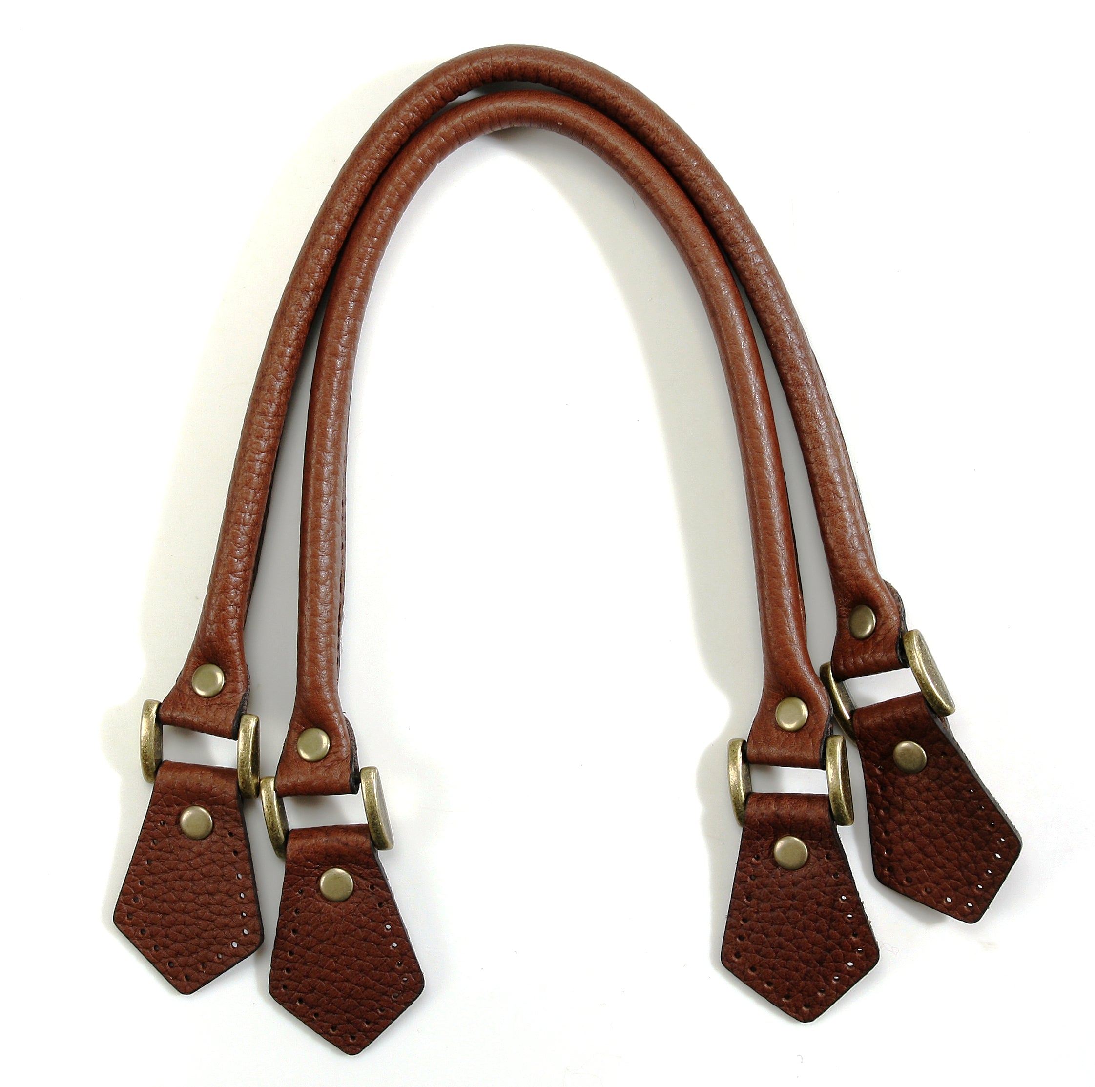 18.2" Embossed Genuine Leather Brown Purse Handles/Tote Bar handles ...